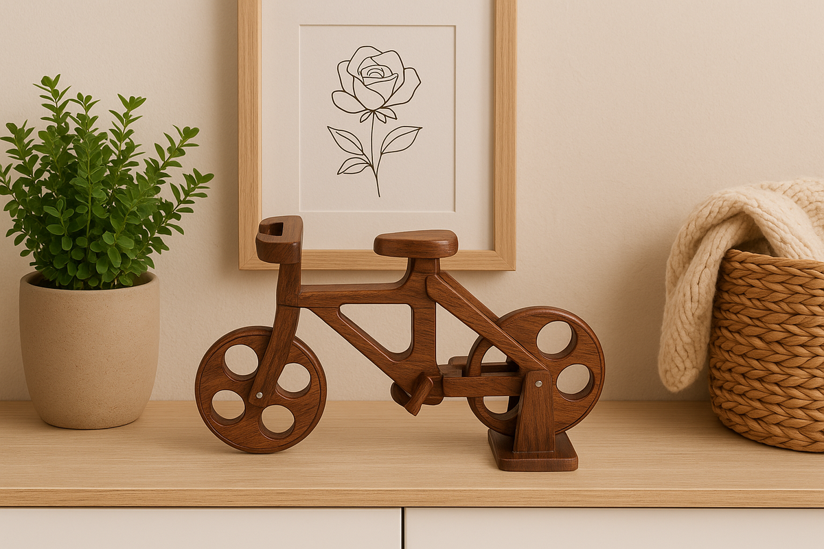 Handcrafted Wooden Bicycle | Rustic Home Decor Showpiece – BEESARI