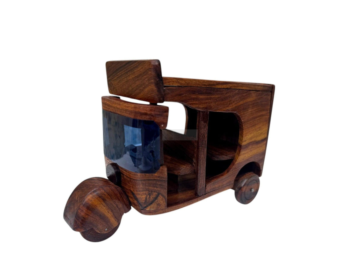 Handcrafted Wooden Rickshaw - Sheesham Wood Art Piece – BEESARI