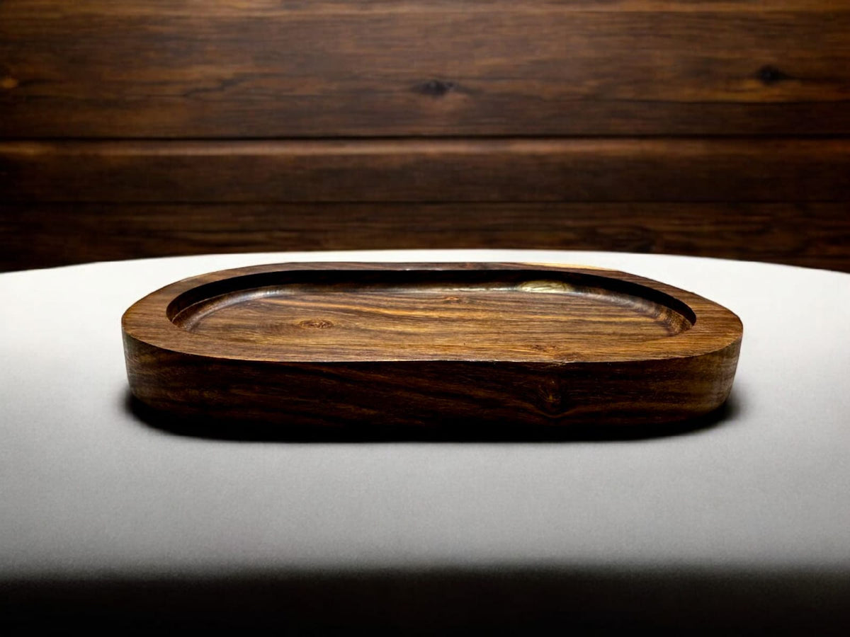 Rustic Handmade Oval Wooden Platter for Decor & Serving – BEESARI